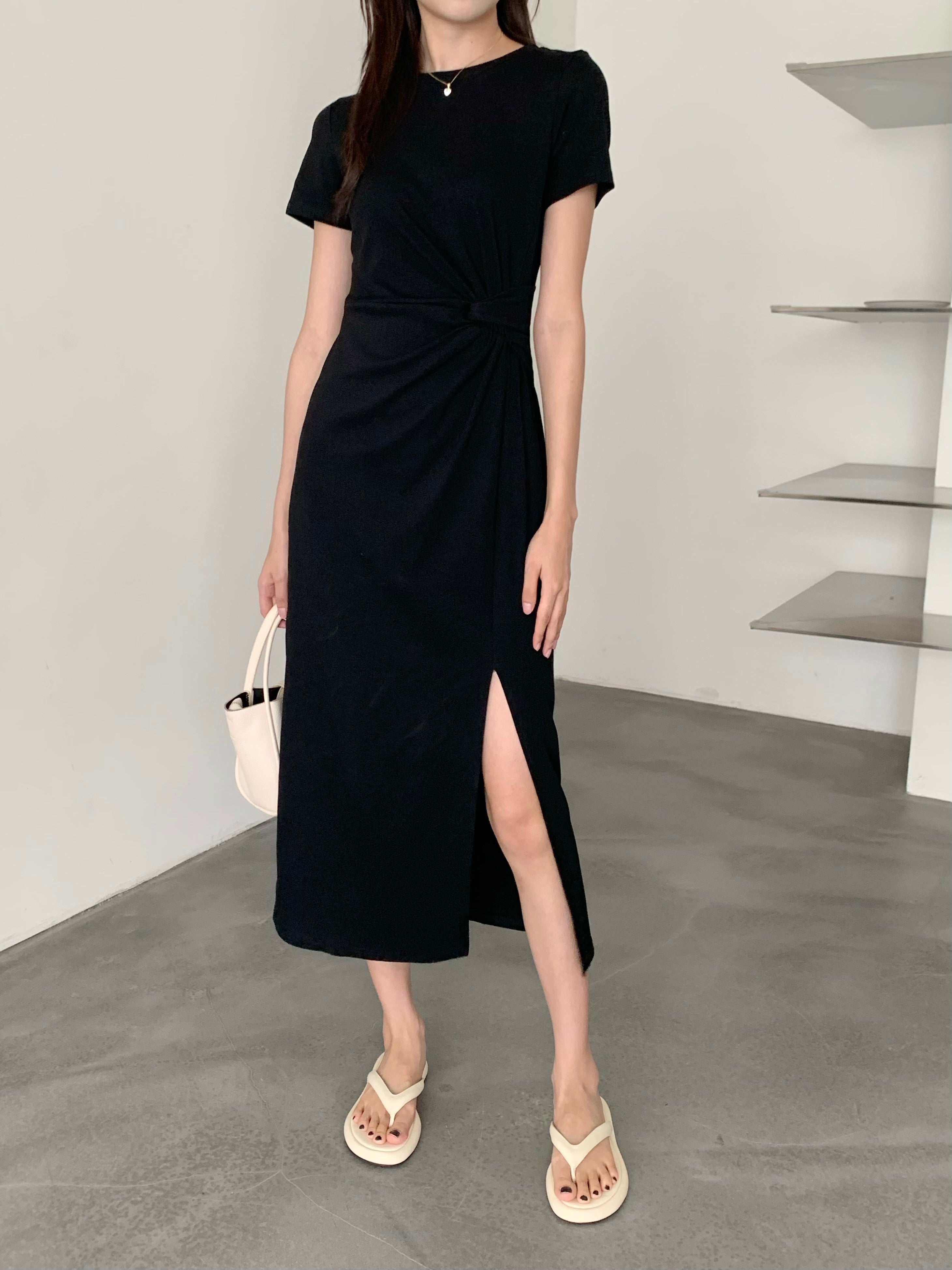 绵波 / Knot Front Slit Dress – Blue Hour Clothing